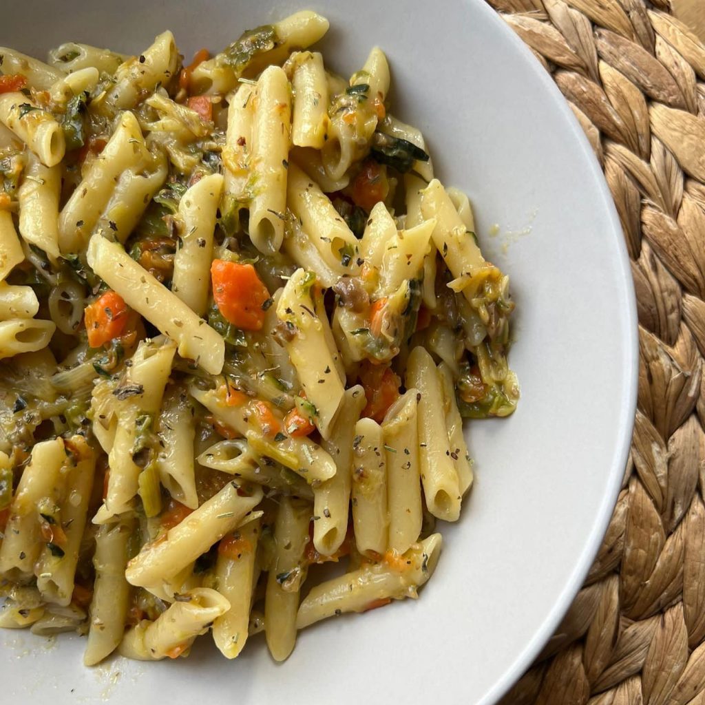 PASTA CON VERDURAS CREMOSAS - Entrena con Ainhoa